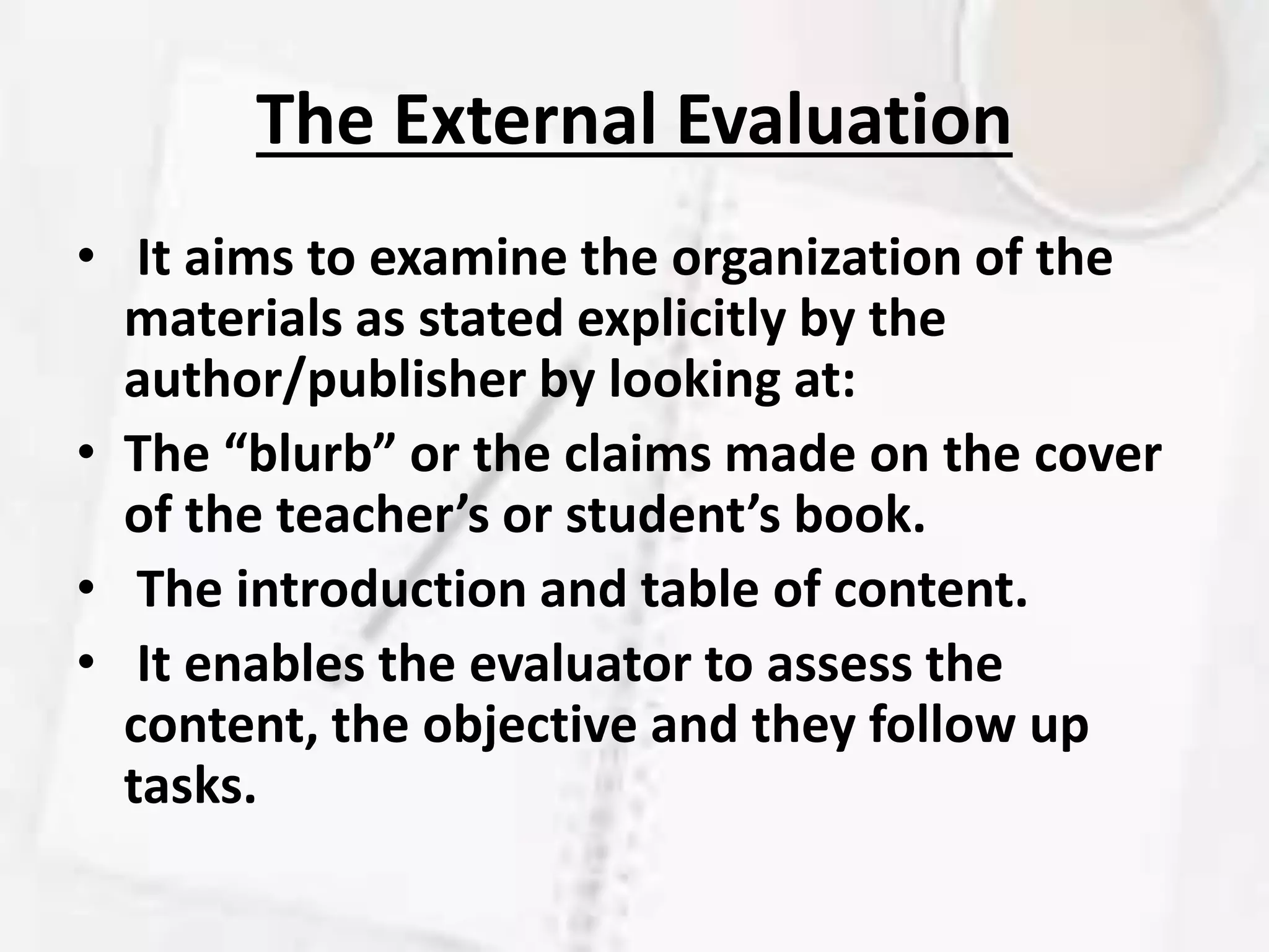 Evaluation of Teaching- Learning materials | PPTX