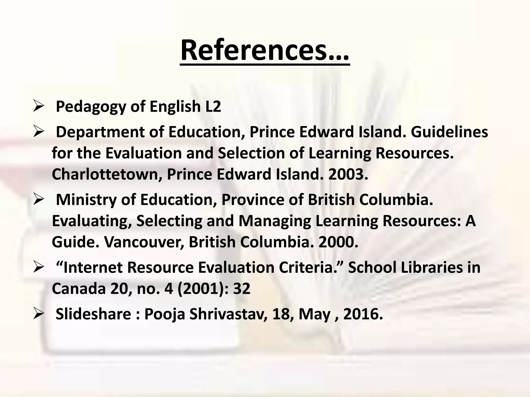 Evaluation of Teaching- Learning materials | PPTX