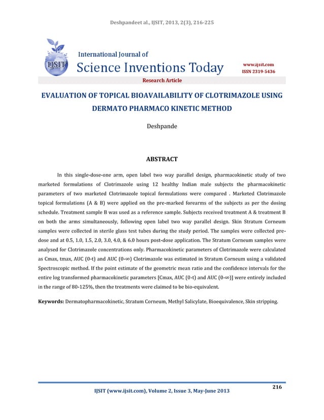 Evaluation of topical bioavailability of clotrimazole using dermato ...