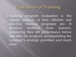 Evaluation of TRAINING (METHODS & TOOLS).pptx