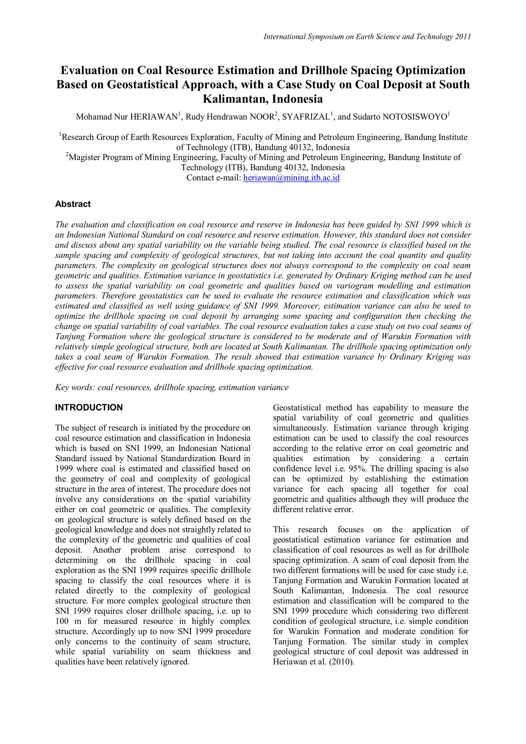 Evaluation On Coal Resource Estimation And Drillhole Spacing 8065