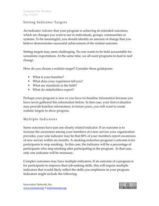 Evaluation Plan Workbook | PDF