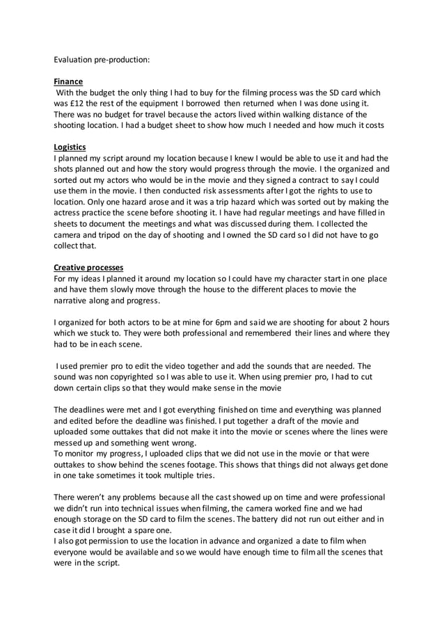 Evaluation pre production | DOCX