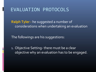 Evaluation protocols | PPT | Educational Assessment | Education