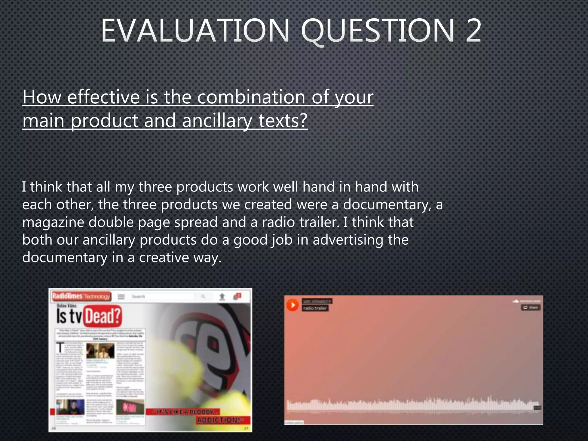 Evaluation question 2 | PPTX | Documentary | Genres