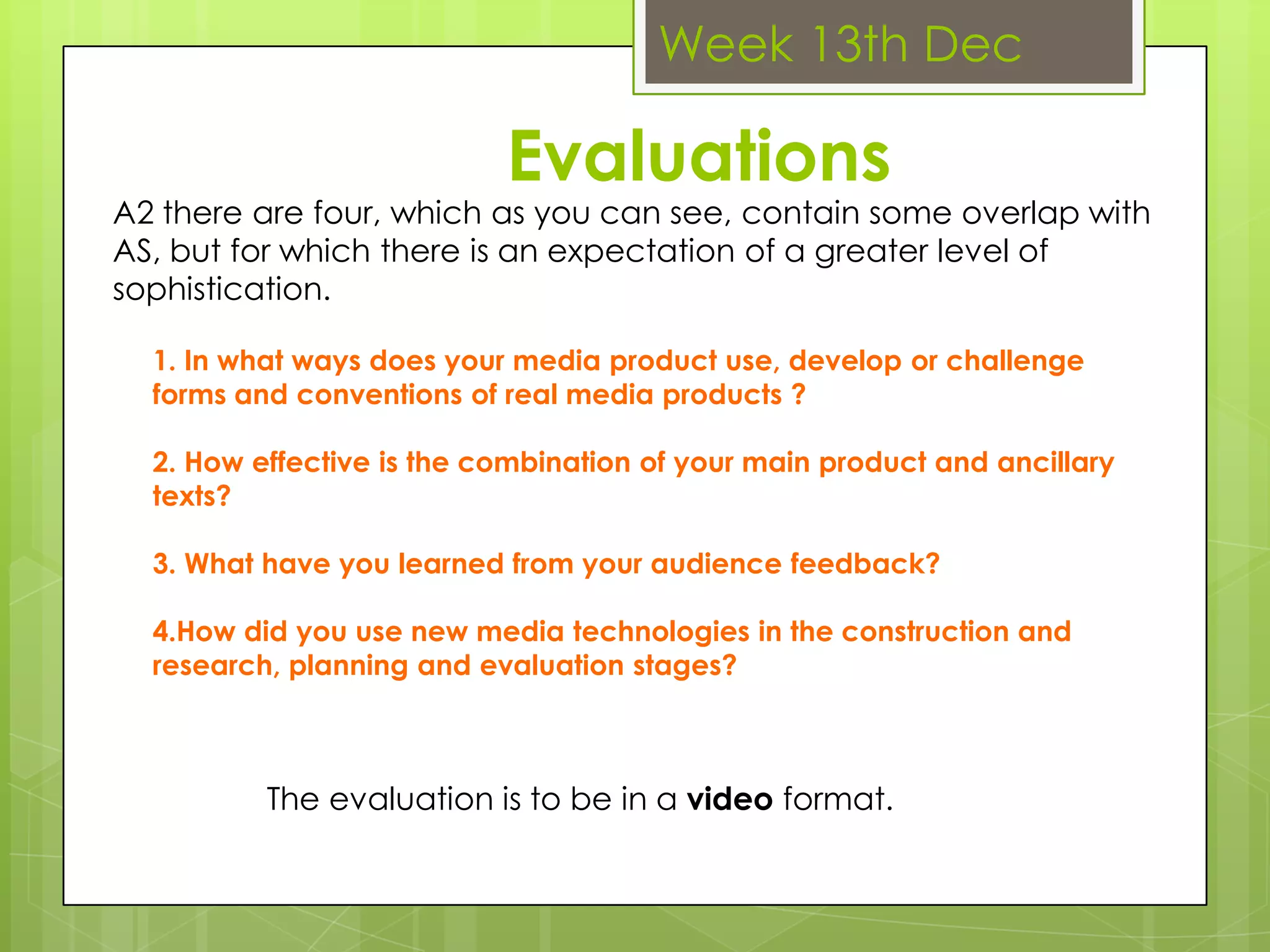 A2 Evaluation questions | PPT