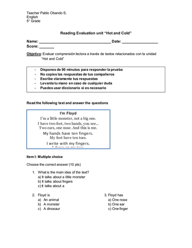 Evaluation reading | DOCX