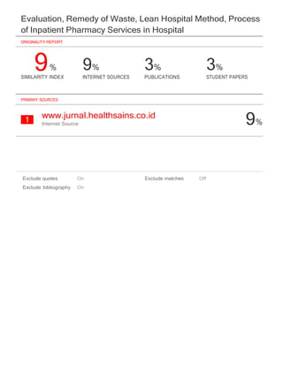 Evaluation, Remedy of Waste, Lean Hospital Method, Process of Inpatient ...