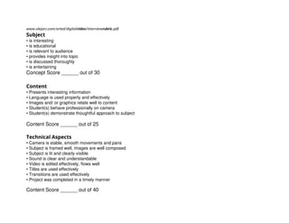 Evaluation Rubric for Video Production.docx