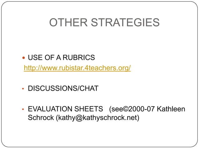 Strategies for evaluating/assessing internet/technology. | PPTX