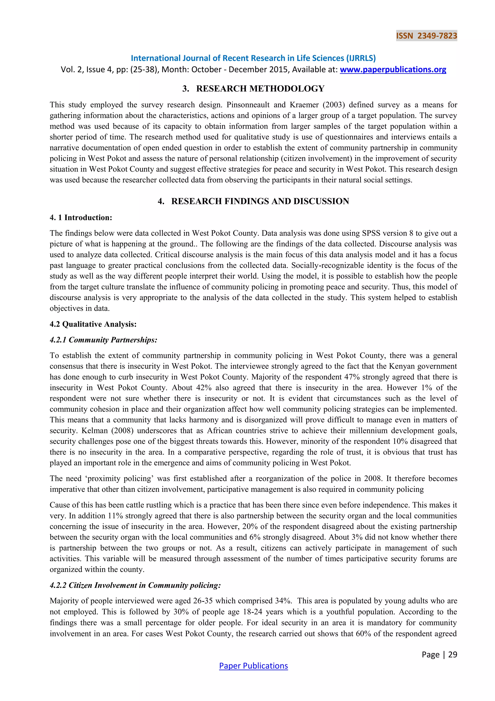 Evaluations of community policing project for peace and security in ...