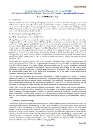 Evaluations of community policing project for peace and security in ...