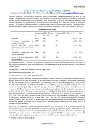 Evaluations of community policing project for peace and security in ...
