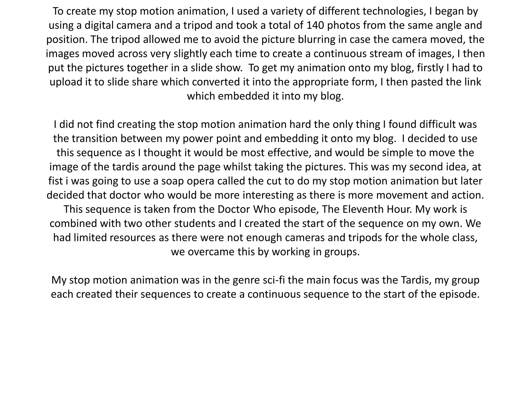 Evaluation stop motion | PPT