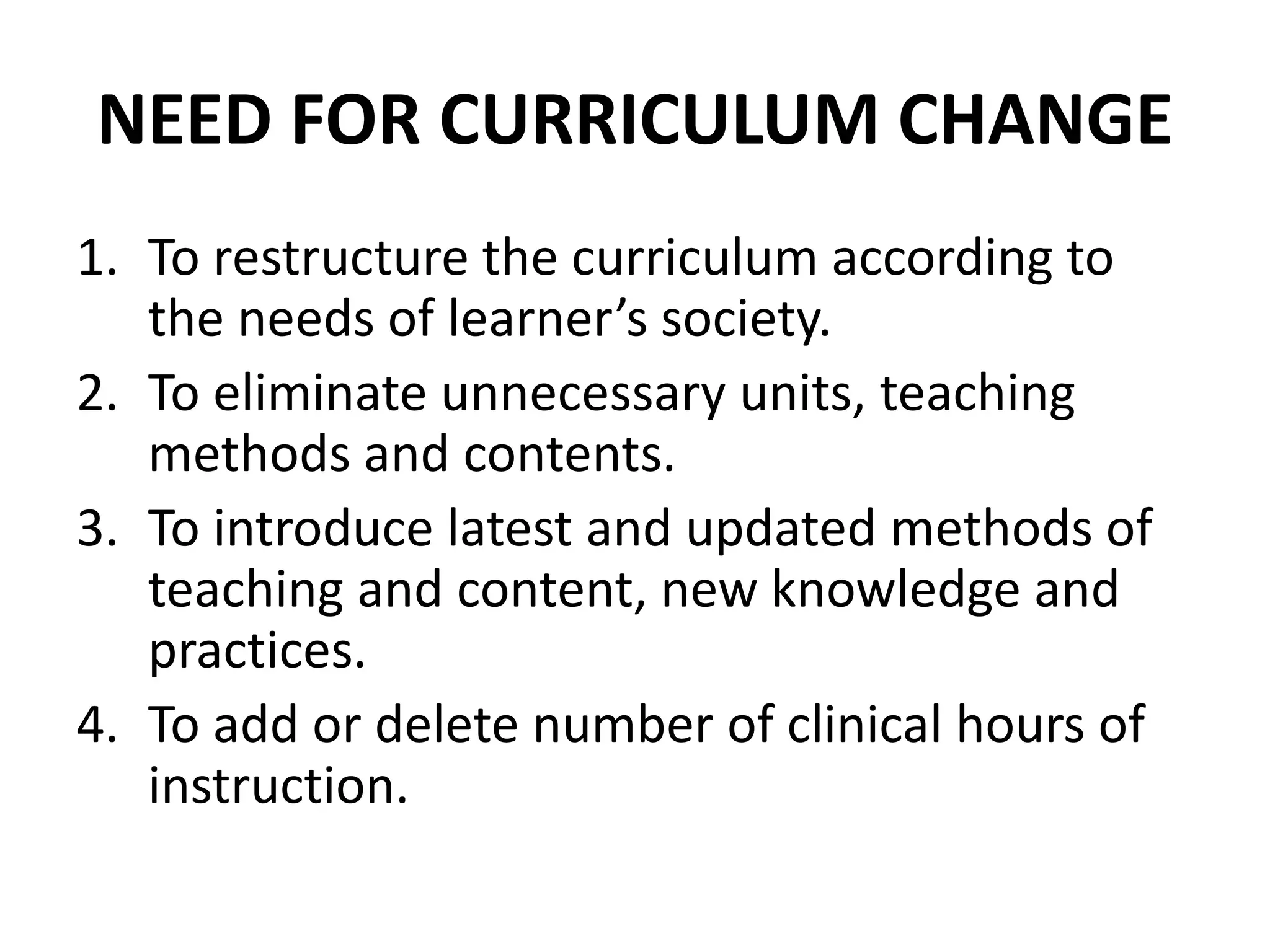 Evaluation strategies, process of curriculum change | PPTX