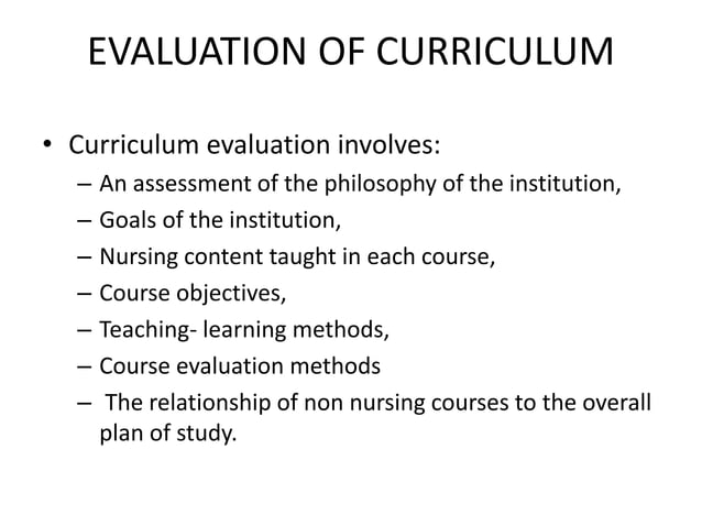 Evaluation strategies, process of curriculum change | PPTX ...