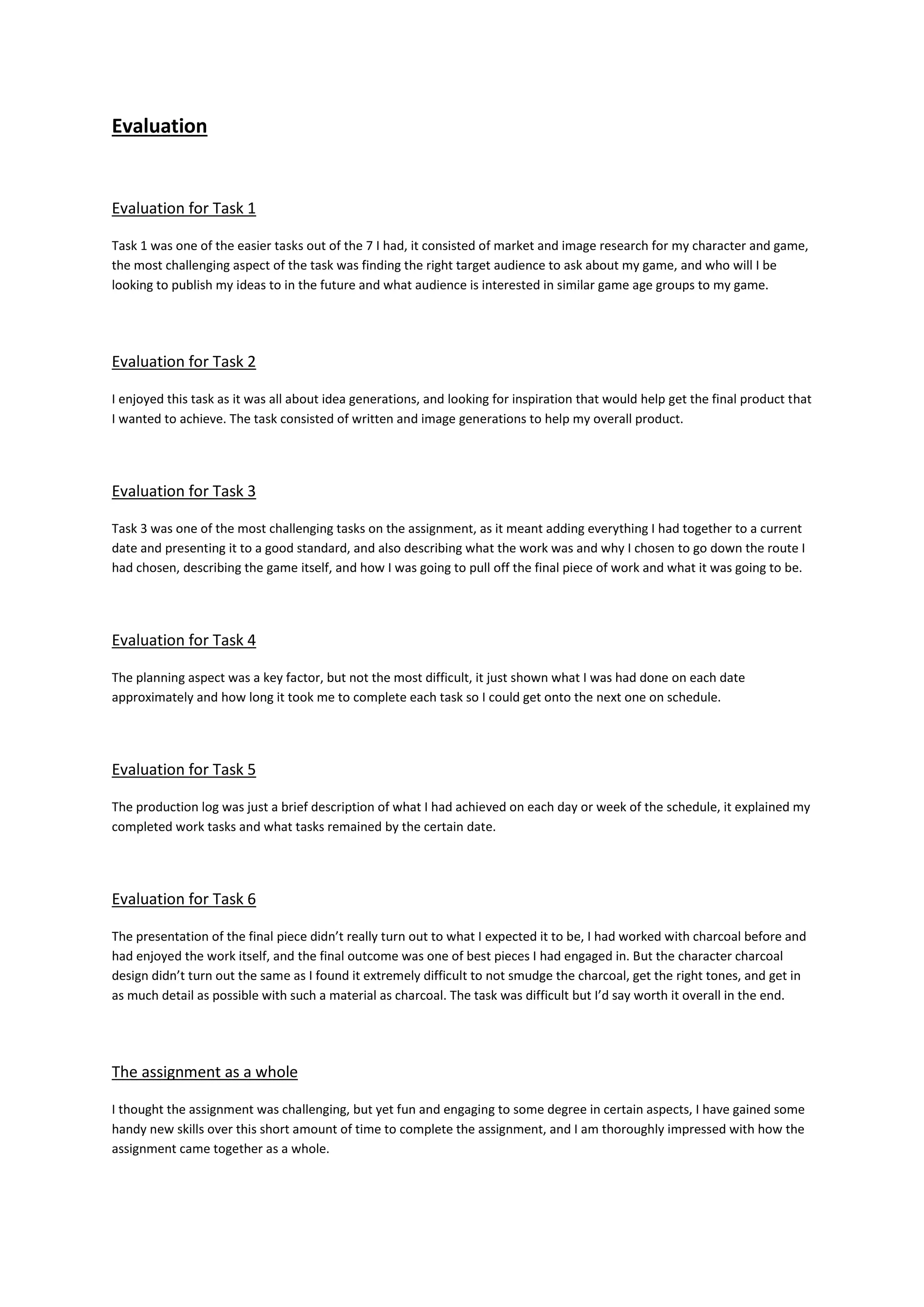 Evaluation t7 | DOCX | Hobbies & Interests