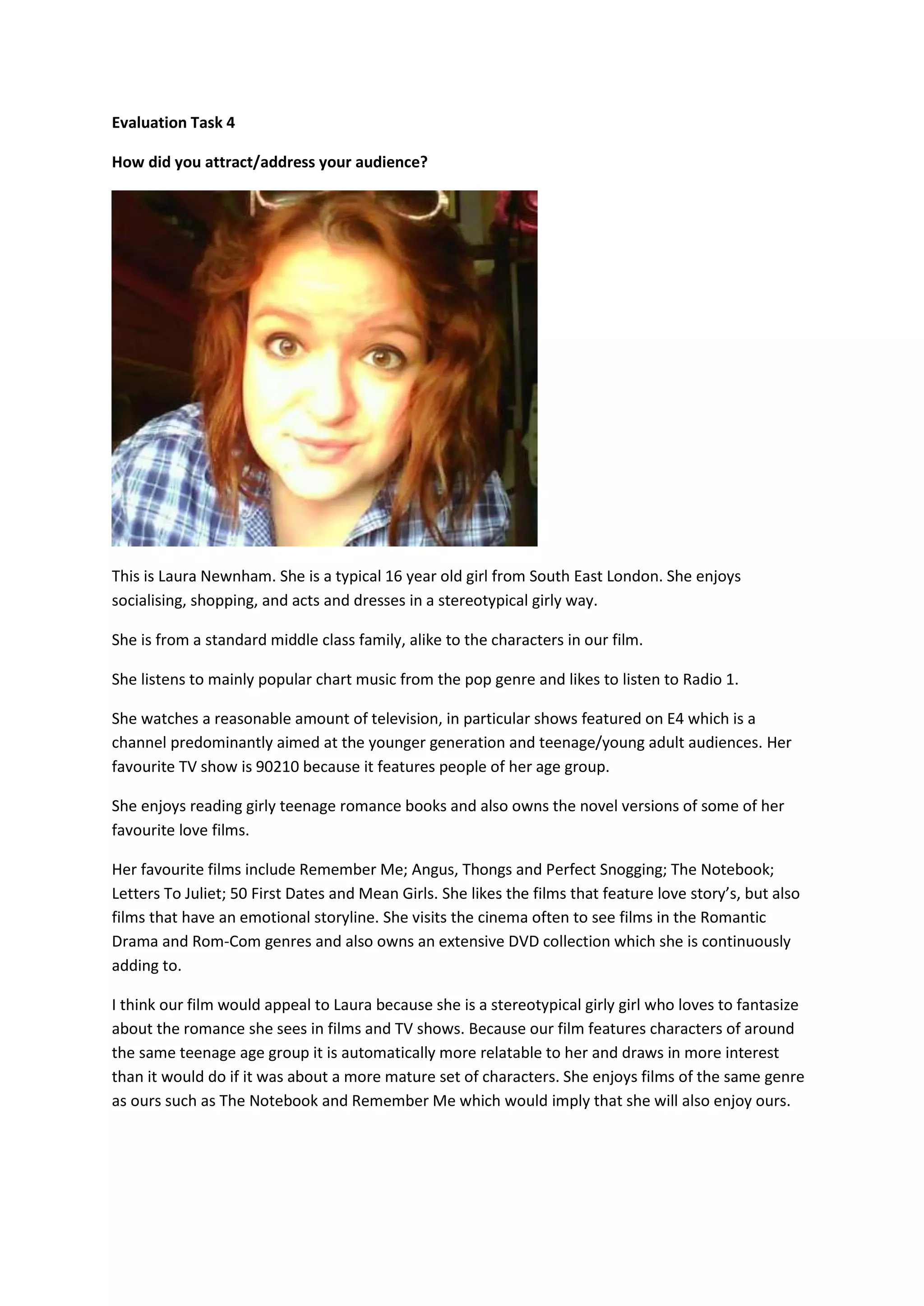 Evaluation task 4 | DOCX | Parenting Teens | Parenting