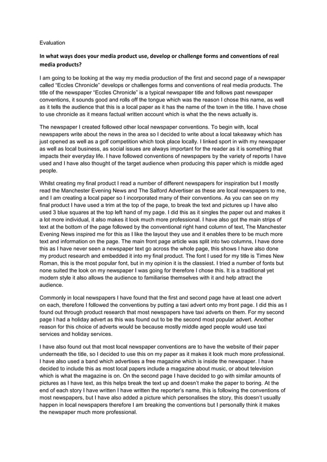 Evaluation task a2 | PDF