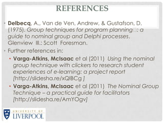Evaluation techniques of teaching: focus groups and Nominal Group ...