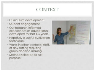 Evaluation techniques of teaching: focus groups and Nominal Group ...