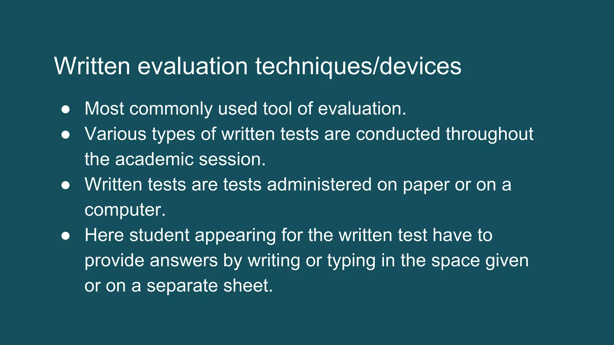 Evaluation tools and techniques | PPTX