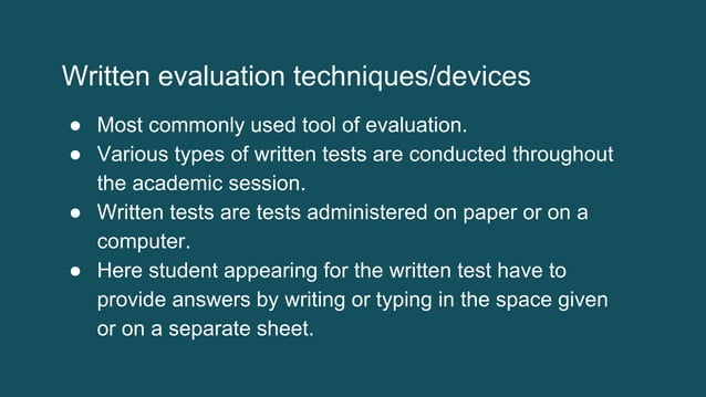 Evaluation tools and techniques | PPTX | Educational Assessment | Education