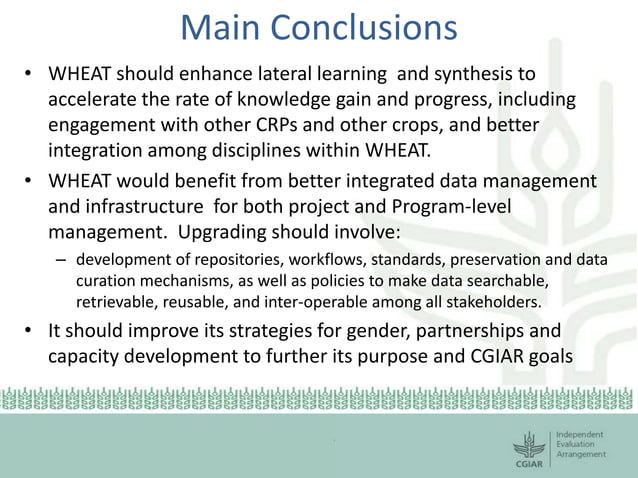 CRP on WHEAT indepedent evaluation: Brief summary of findings, conclusions and recommendations | PPT