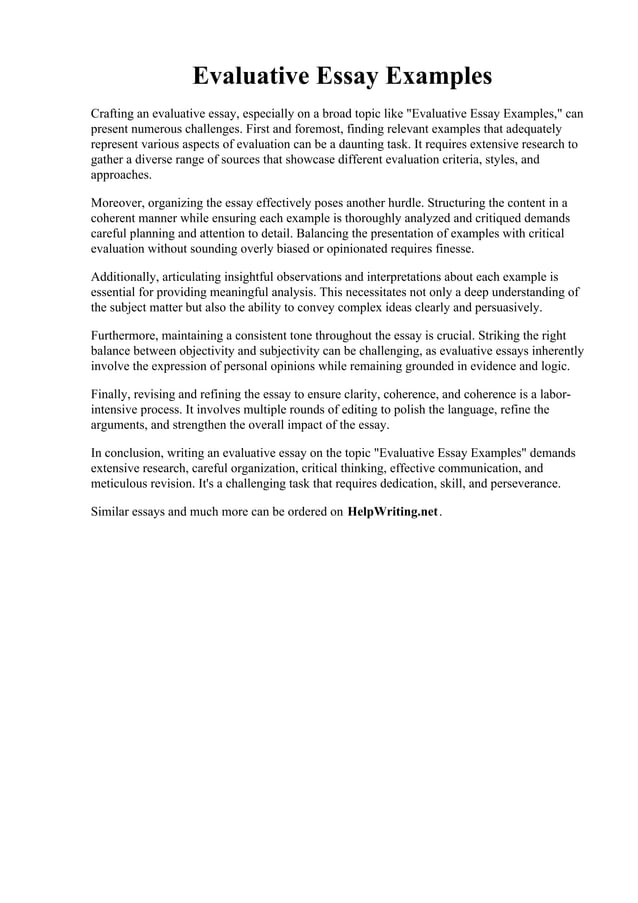 Evaluative Essay Examples | PDF
