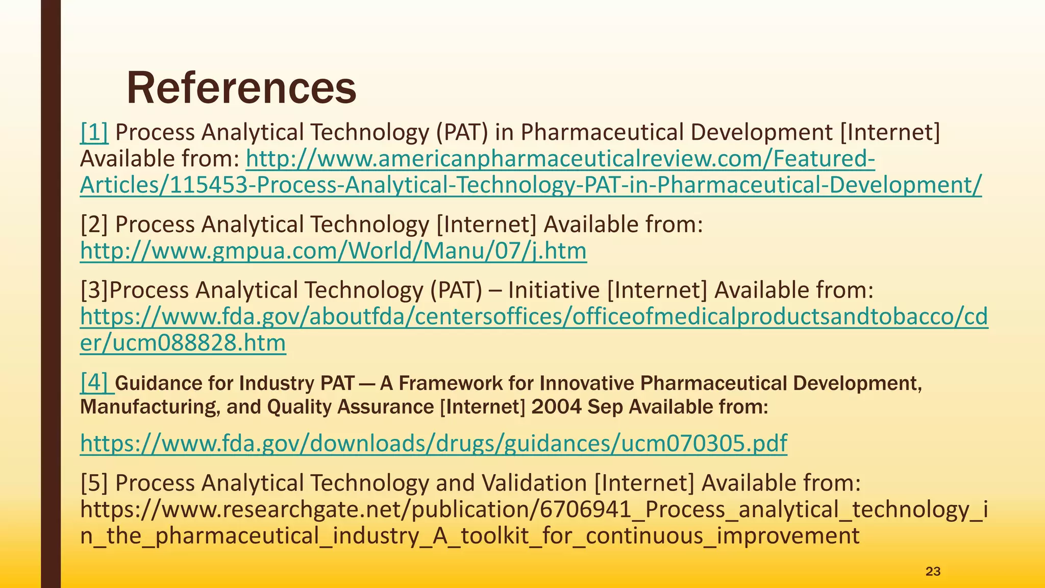 Process Analytical Technology (PAT) | PPTX