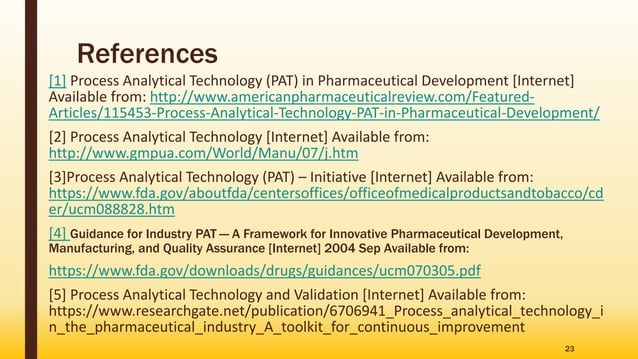 Process Analytical Technology (PAT) | PPTX