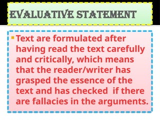 evaluative statement assertions and counterclaim | PPTX