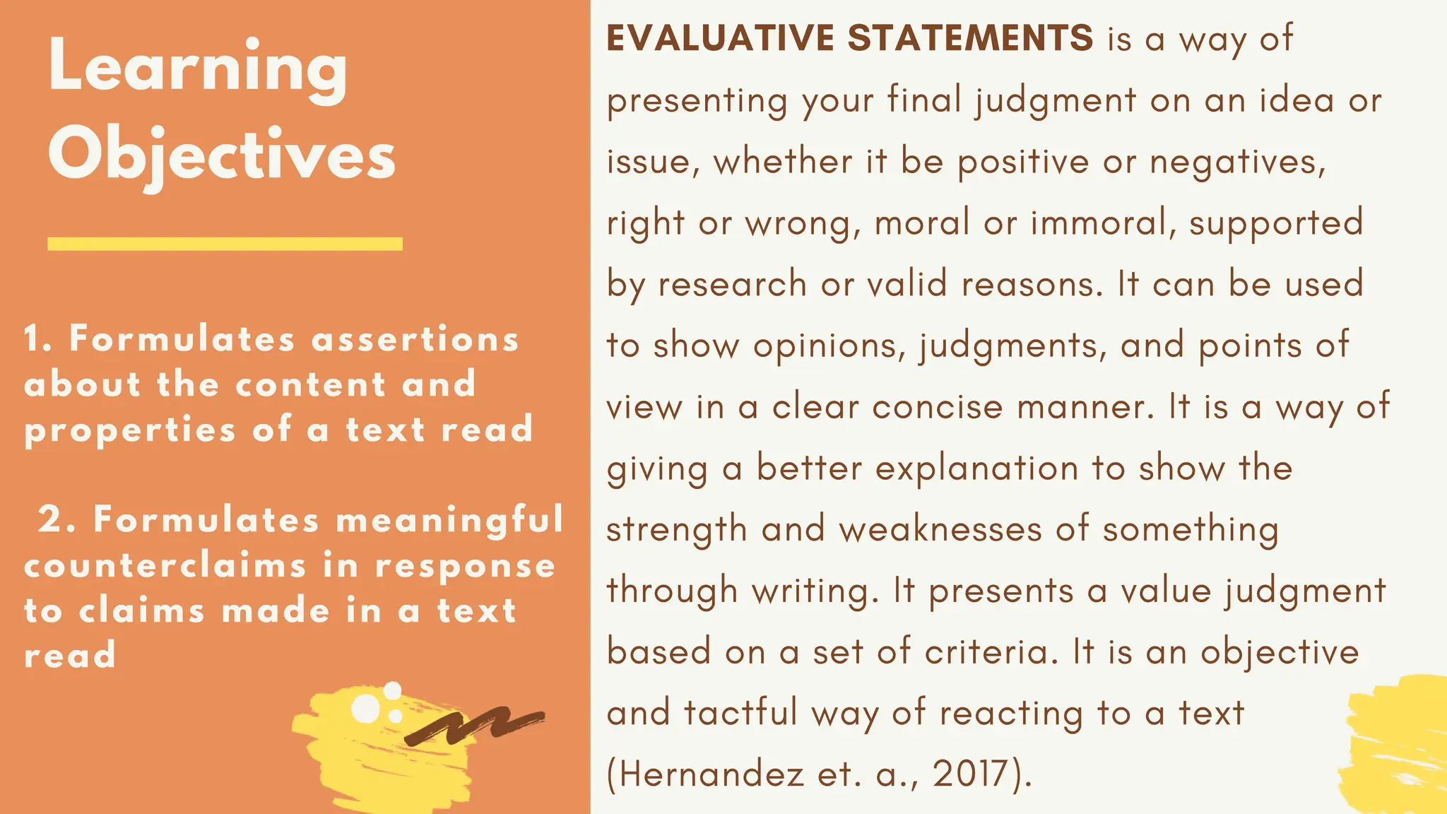 Reading & Writing Evaluative Statements | PPTX