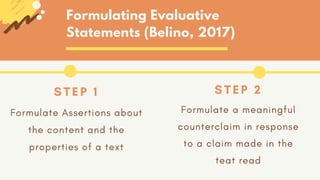 Reading & Writing Evaluative Statements | PPTX