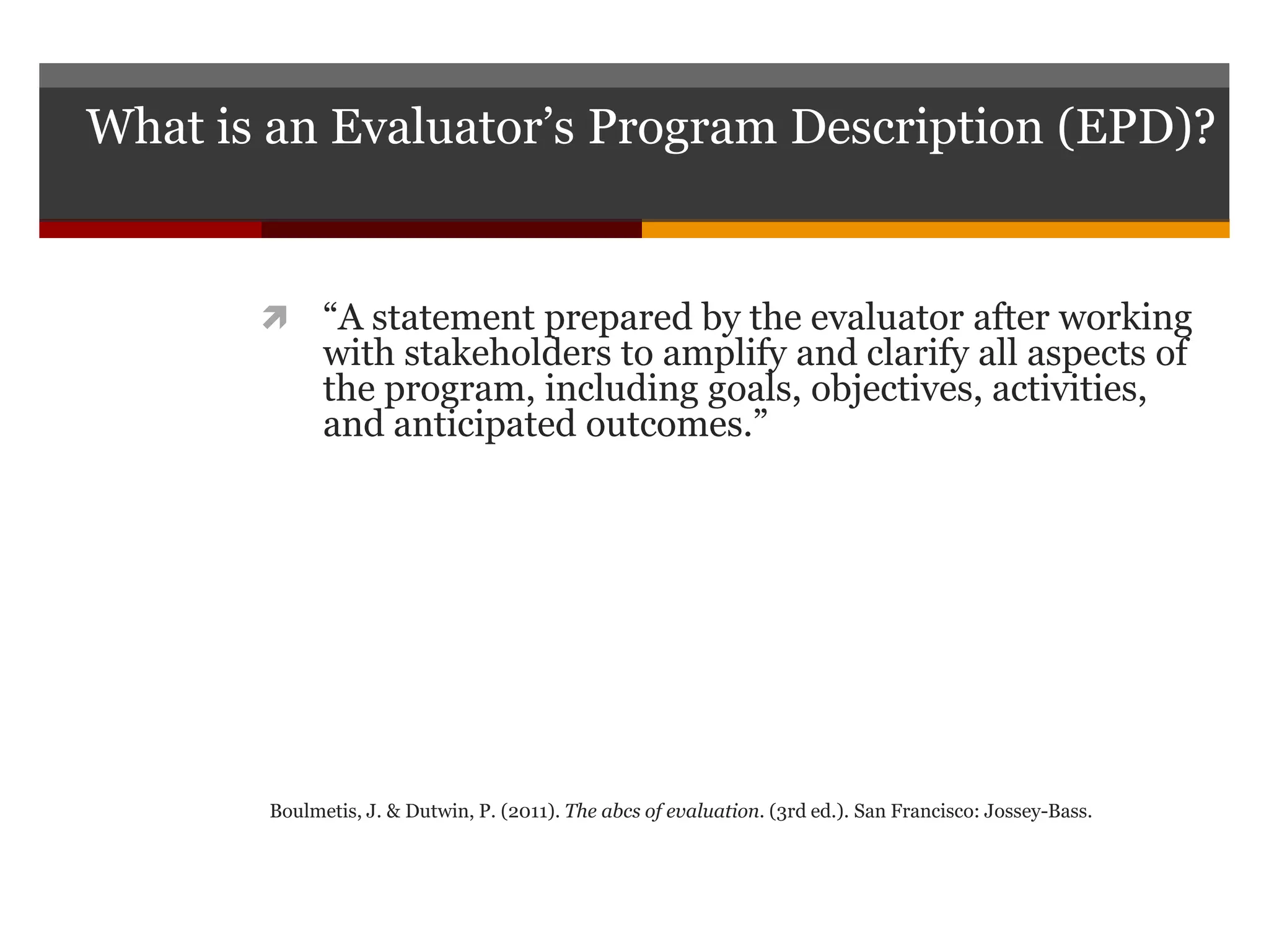 Evaluator’s Program Description | PPTX