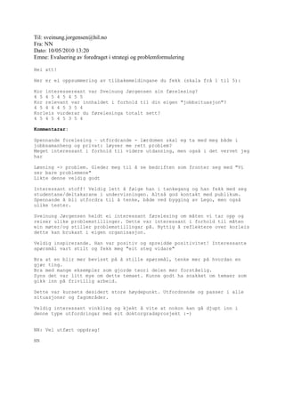 Evaluering av foredraget i strategi og problemformulering | PDF