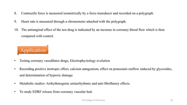 Evalution of Anti-Anginal Drugs, Animal models for Angina, Both IN VIVO ...