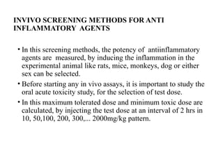 In vivo screening method for anti inflammatory agent | PPT