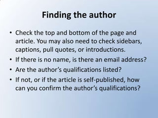 Evaluating Internet Sources | PPTX