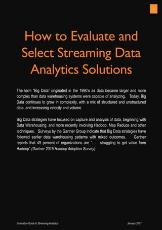 Evaluation guide to Streaming Analytics | PDF