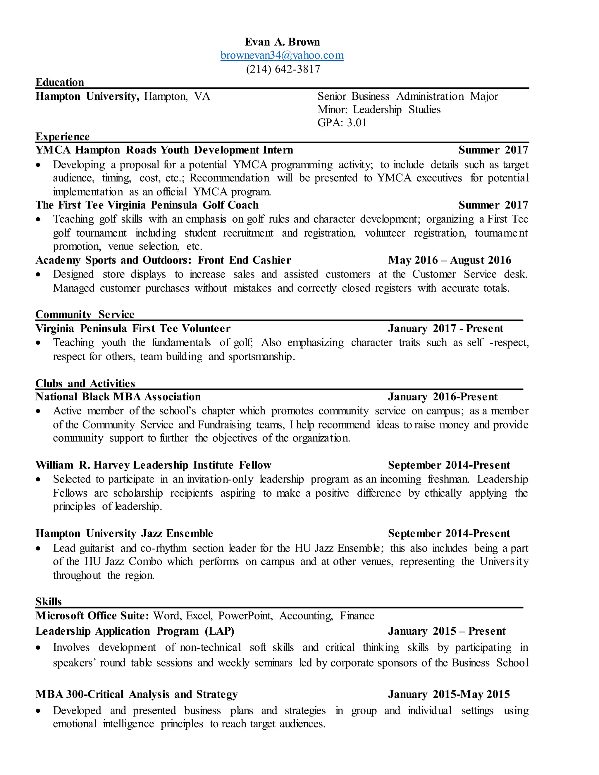 Evan brown resume 05 2017 2 | PDF