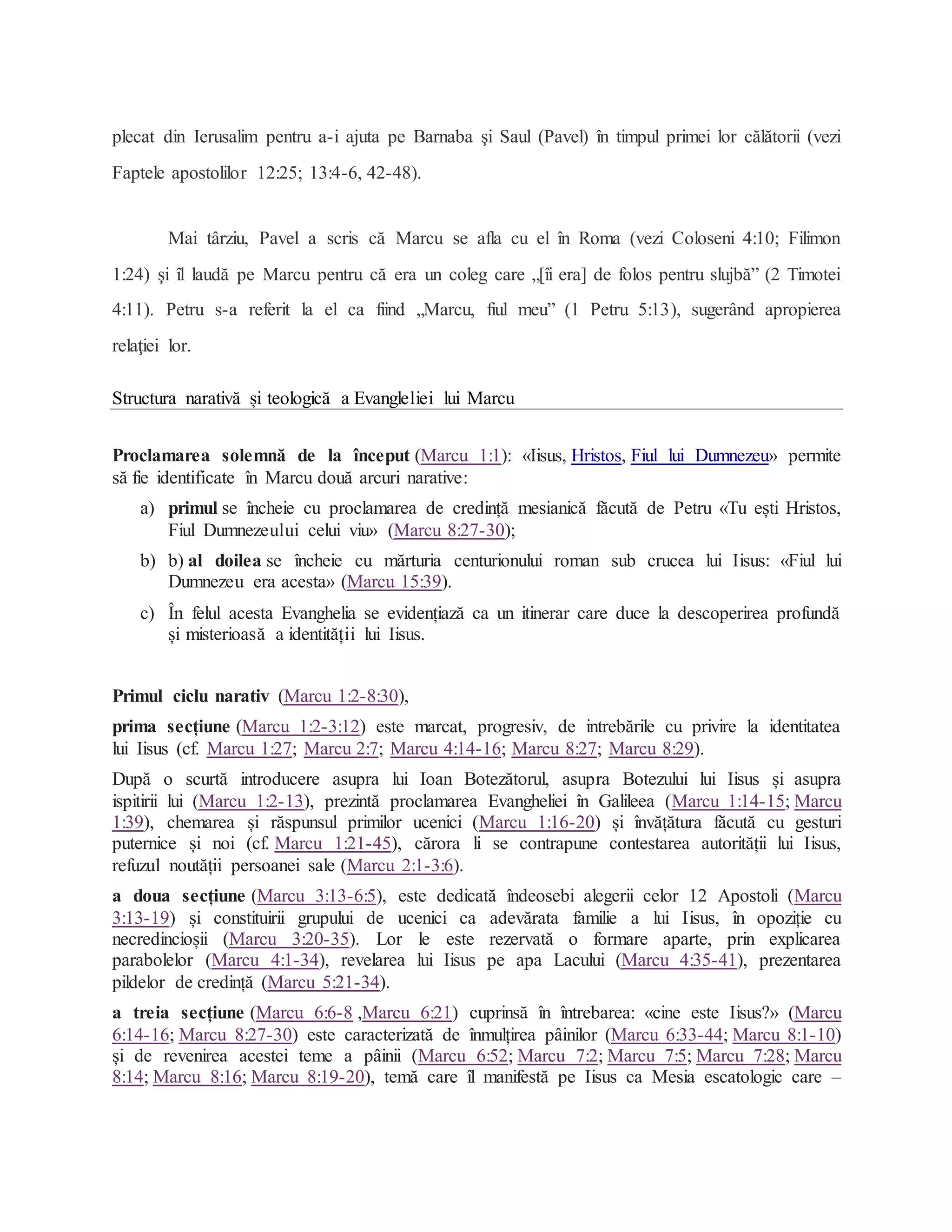 Evanghelia dupa marcu | DOCX