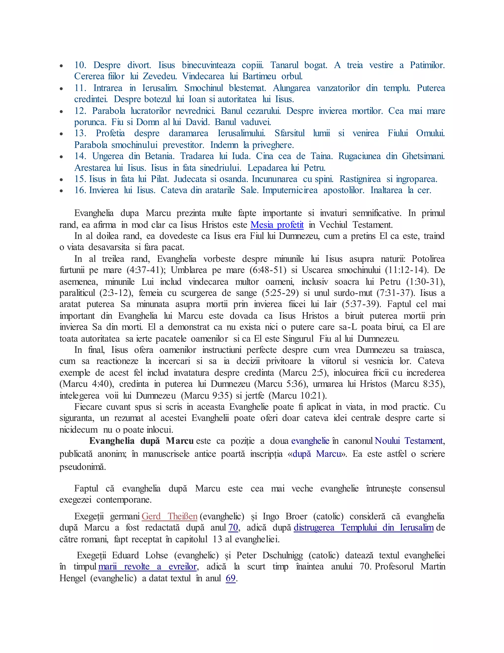 Evanghelia dupa marcu | DOCX