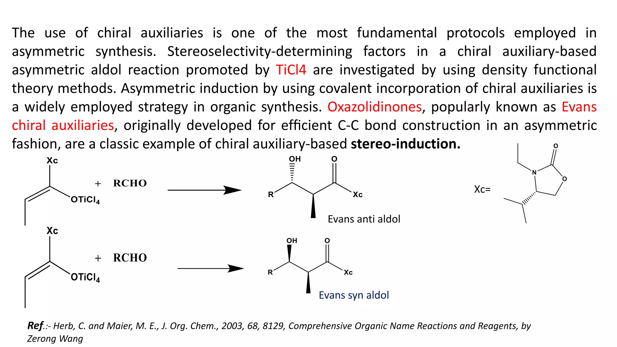 Evans aldol ppt | PPTX | Chemistry | Science