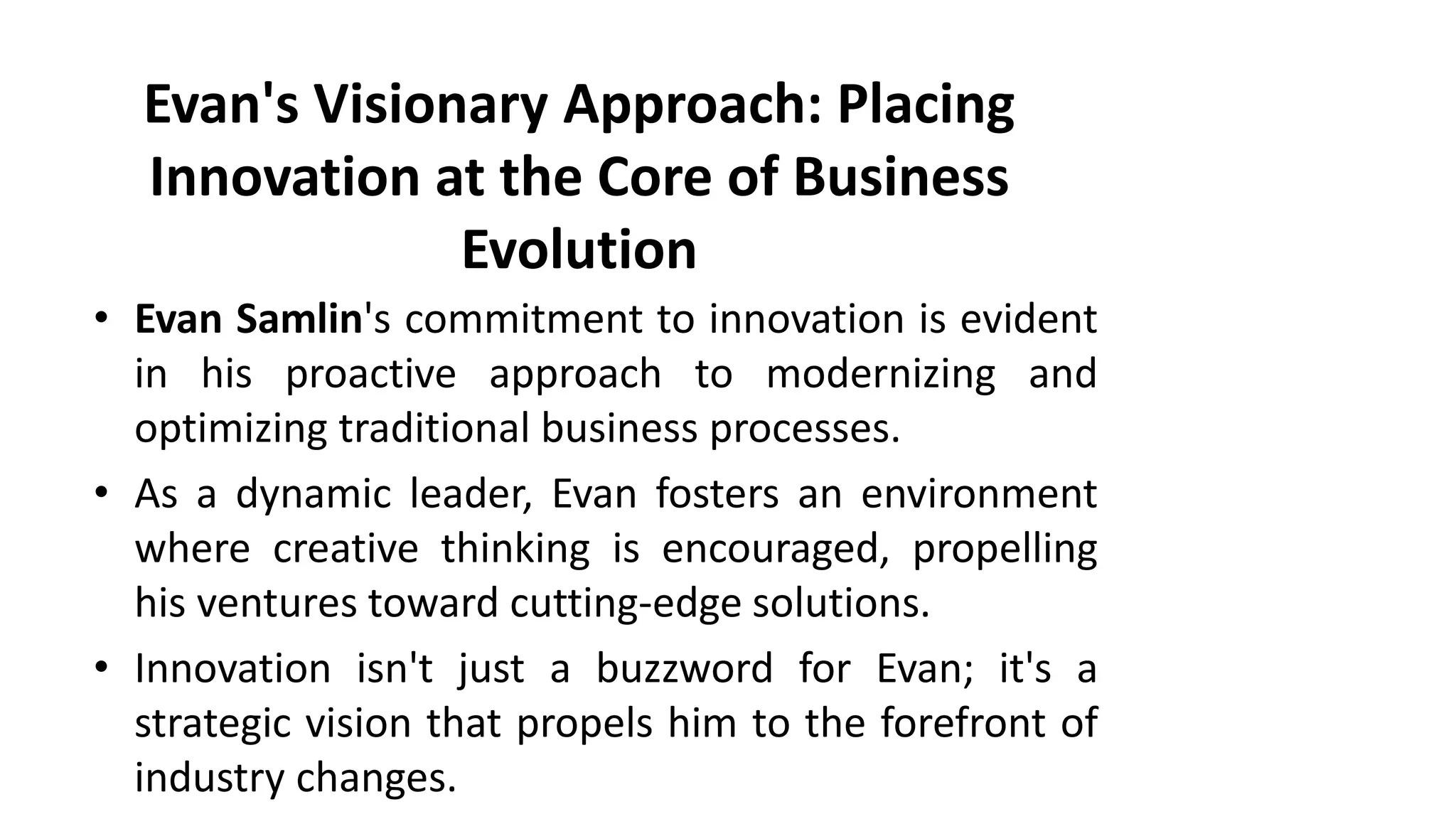 Evan Samlin is Shaping the Future Business Landscape With Innovation ...