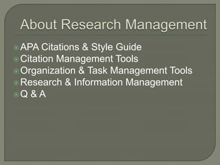 Research Management Tools | PPTX