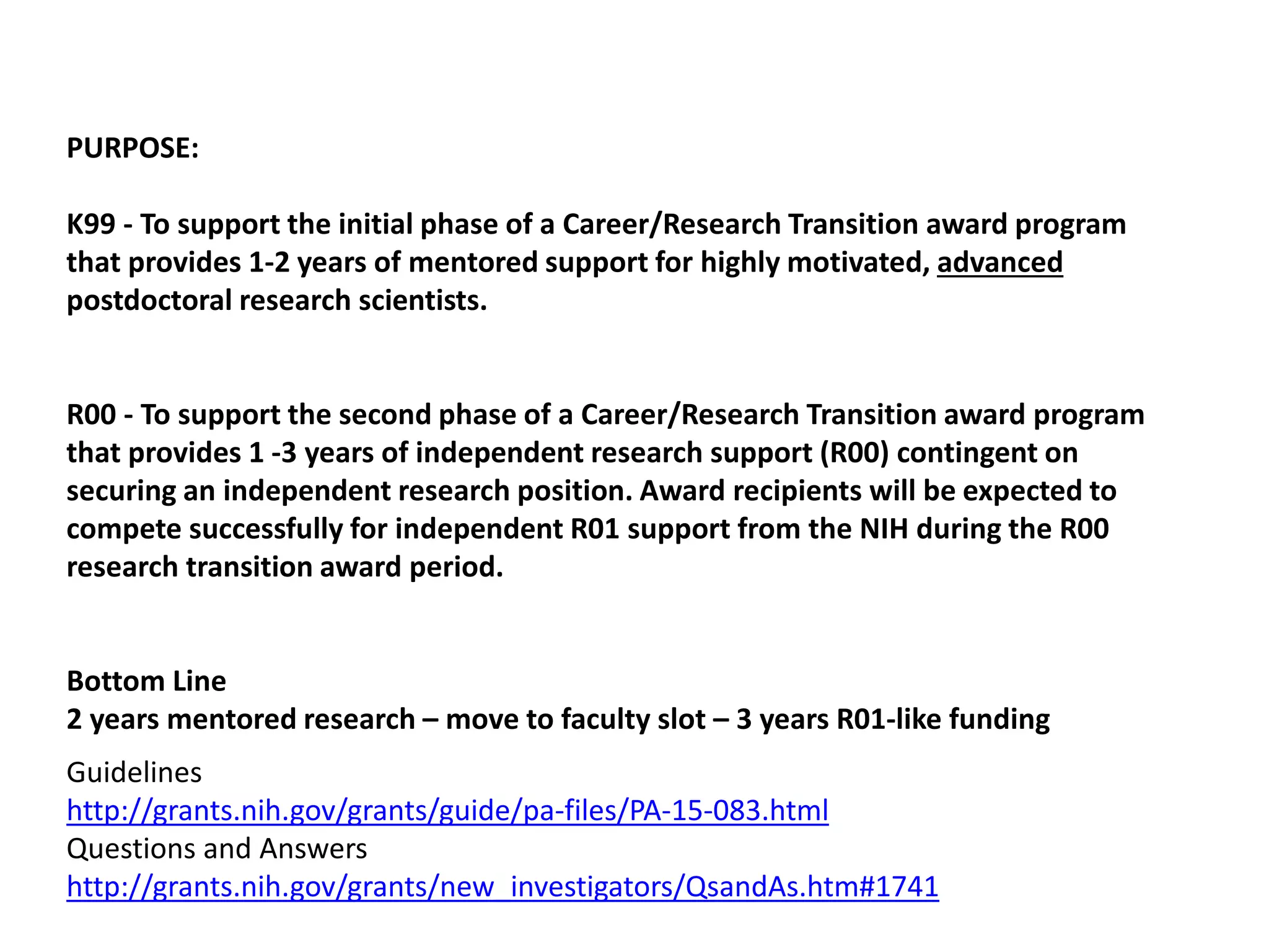 K99/R00 Awards - Pathways to Independence | PDF