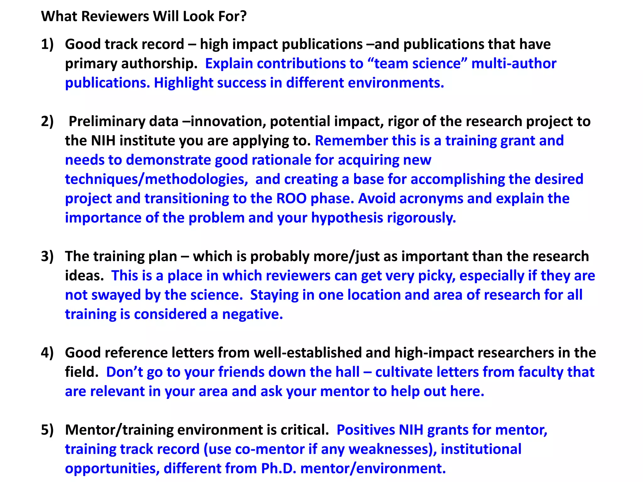 Considerations in Applying for a K99 Award: the NIH "Pathway to ...