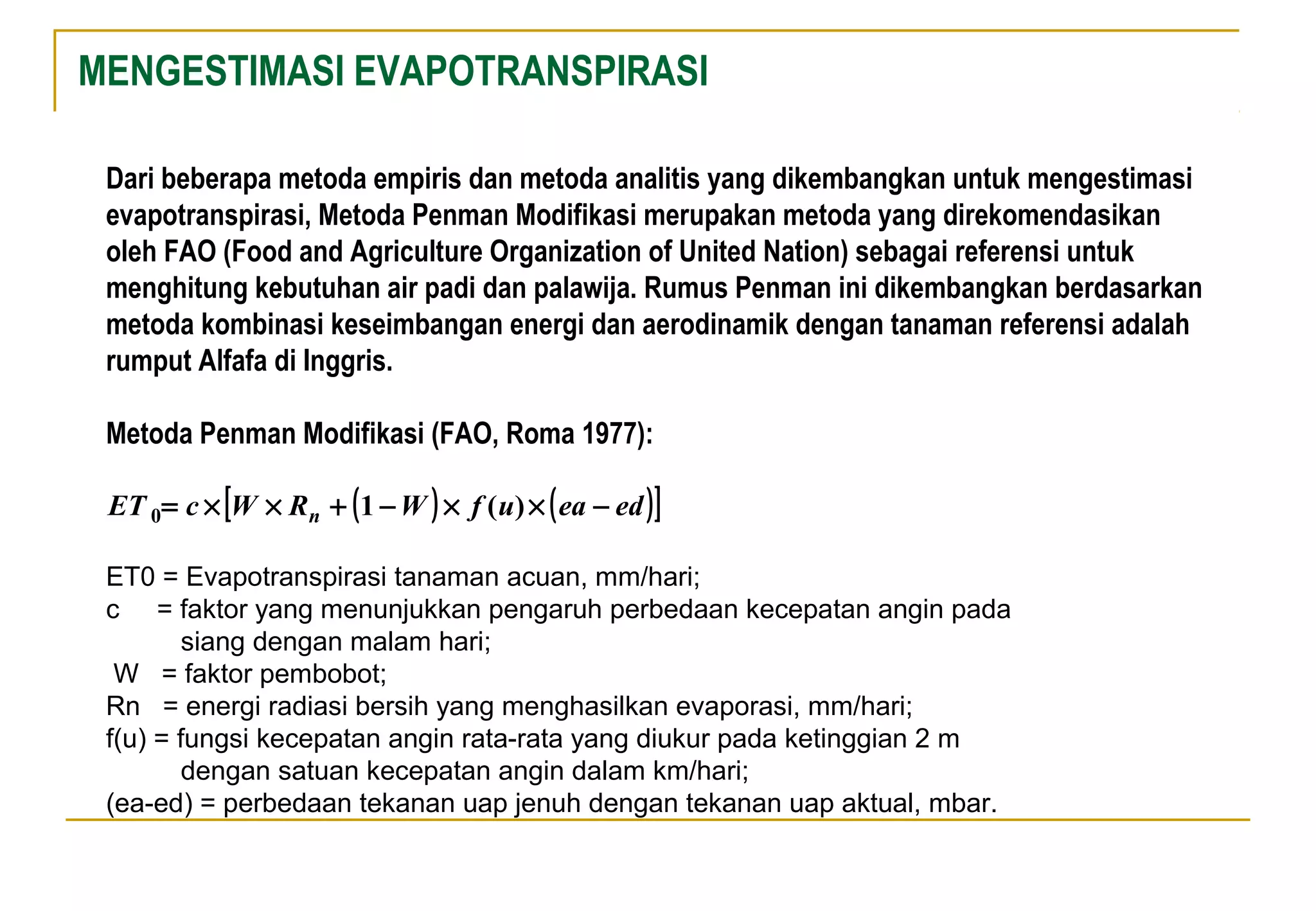 Evaporasi, transpirasi, evapotranspirasi | PPT