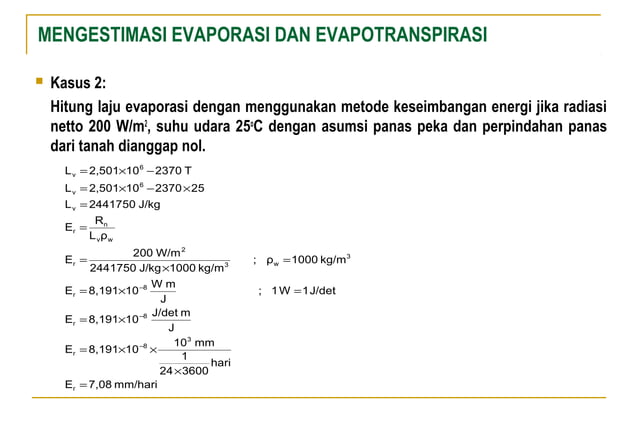Evaporasi, transpirasi, evapotranspirasi | PPT